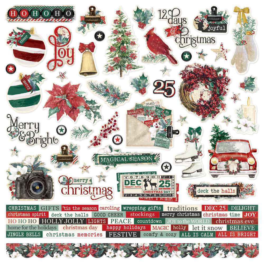 Simple Stories 12x12 Cardstock Stickers - Simple Vintage - 'Tis the Se ...
