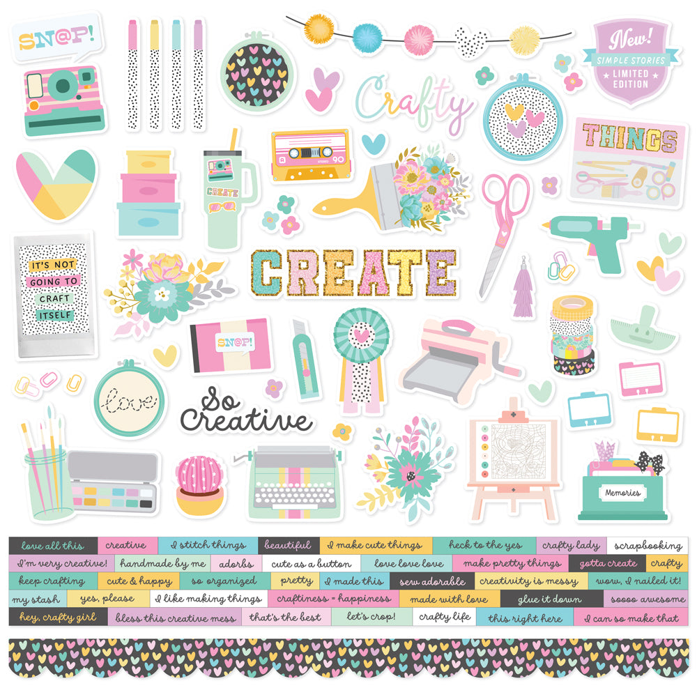 Simple Stories 12x12 Cardstock Stickers - Crafty Things – Scrapbooking ...