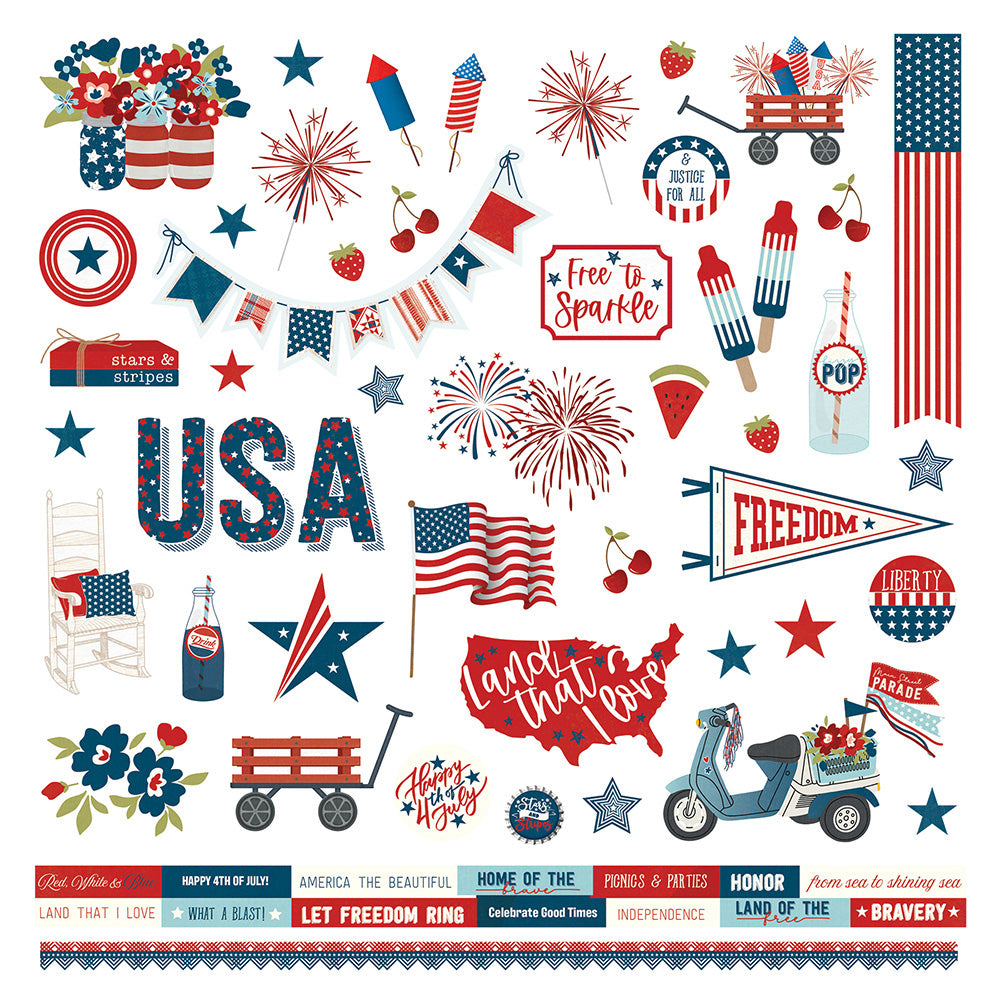 Photo Play 12x12 Cardstock Stickers - Stars and Stripes – Scrapbooking ...